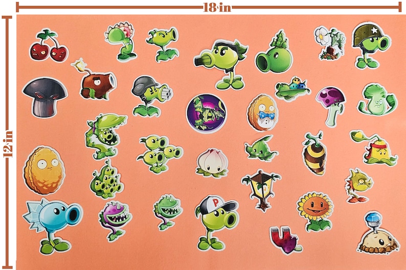 Plants Vs Zombies Stickers, Plants Only Pack of 32, Stickers for Kids ...