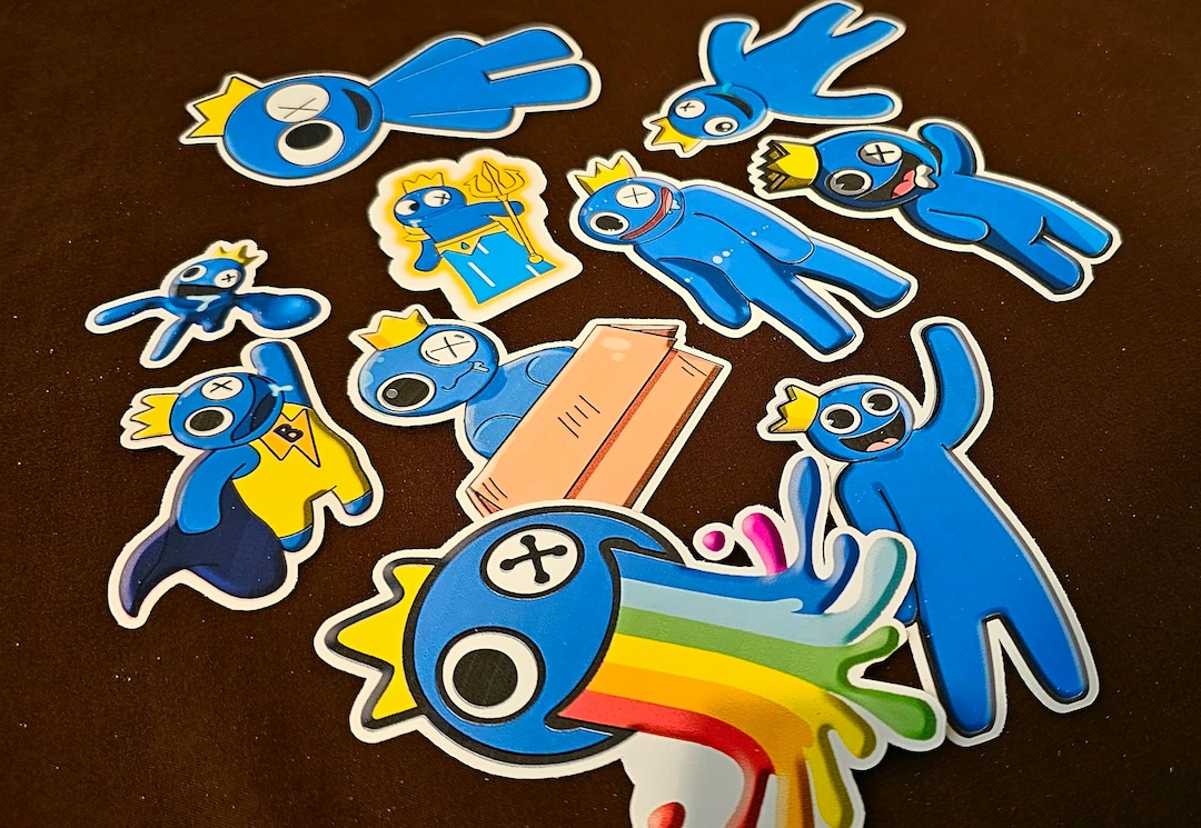 Rainbow Friends Stickers -character:blue, Pack of 10 , Stickers for ...