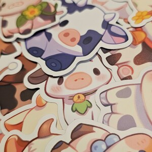 Cute Cow Sticker Set - Waterproof Vinyl Stickers, Handmade - Etsy