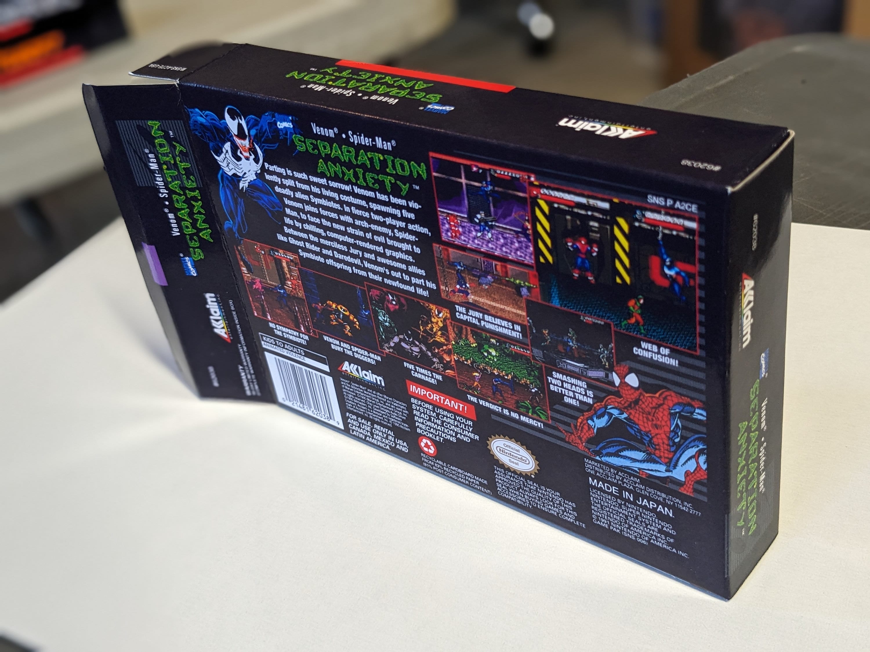 Venom Spider-man: Separation Anxiety Replacement Box - Super Nintendo ...