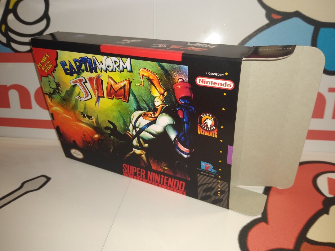 Earthworm Jim Replacement Box - Super Nintendo SNES - Highest Quality ...