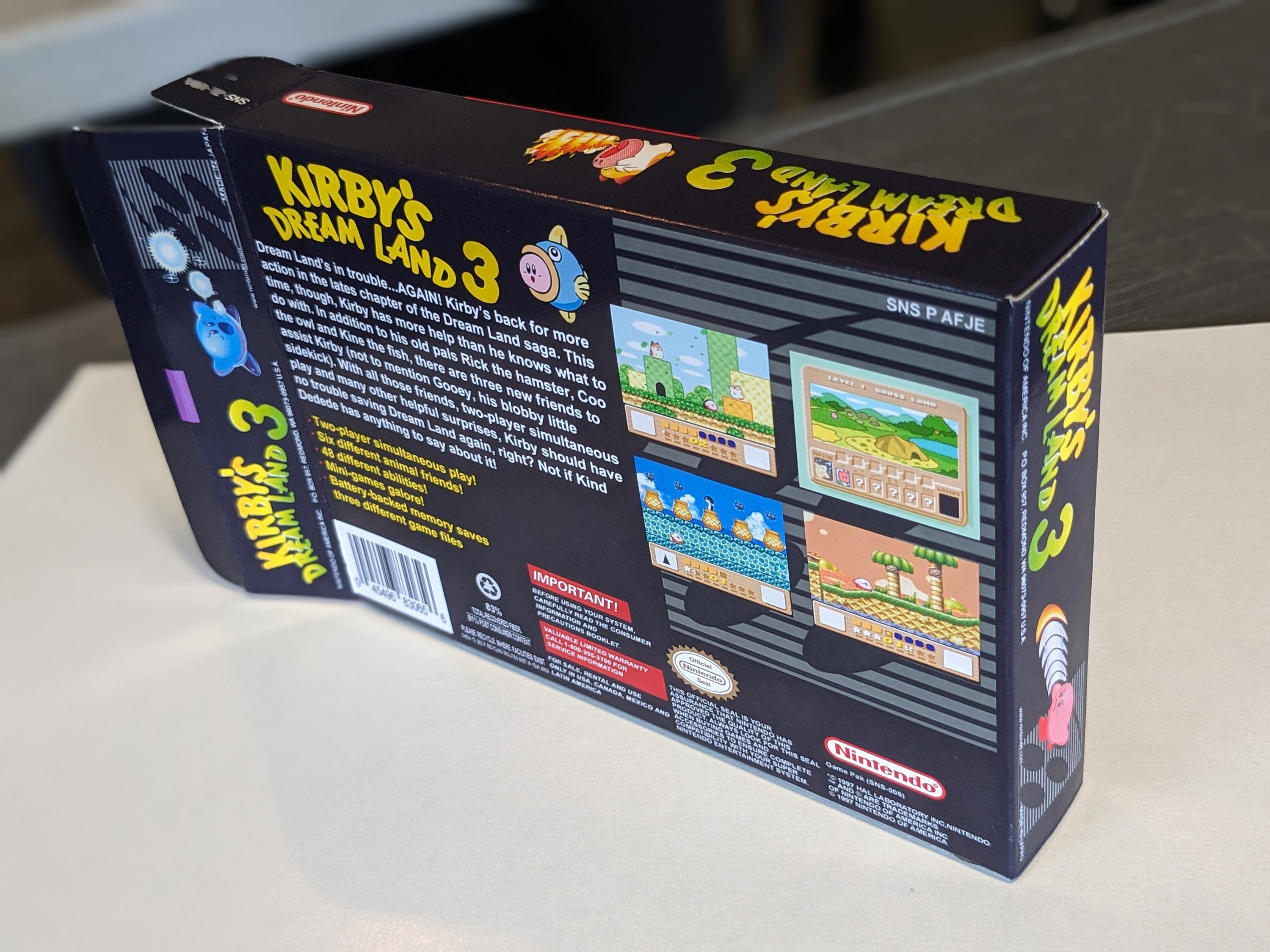 Kirby's Dream Land 3 Replacement Box - Super Nintendo SNES - Highest ...