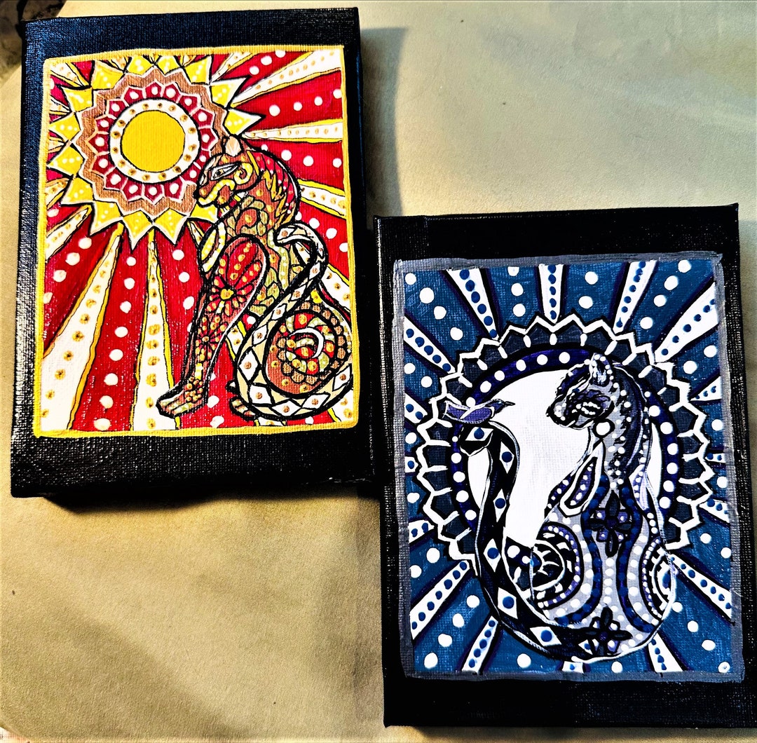 El Gato Del Sol Y El Gato De La Luna 2 Piece Set Original Art / Free ...