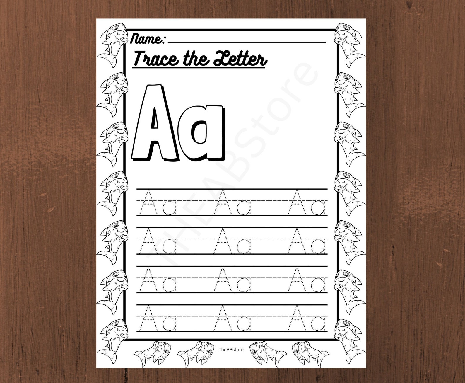 Baby Shark Theme Alphabets Tracing Worksheets, Baby Shark Boarder ...