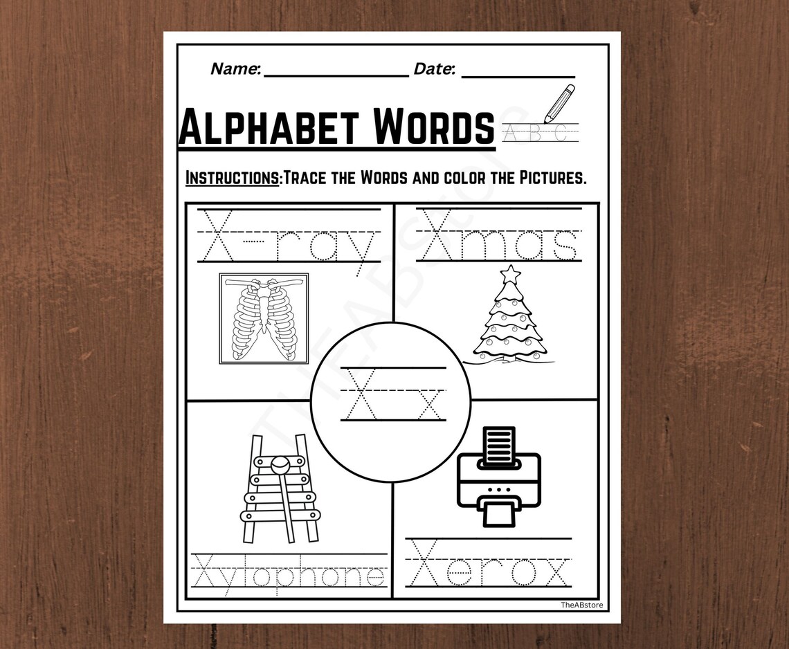 26 Alphabet With Words Worksheets, Preschool Activity, Learn Words ...