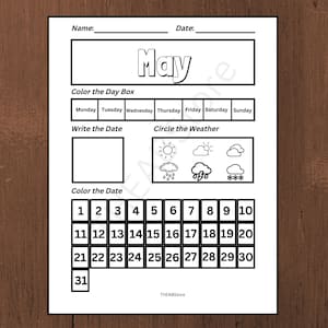 Preschool Calendar Worksheets Printable, Kids Monthly Digital Calendar ...