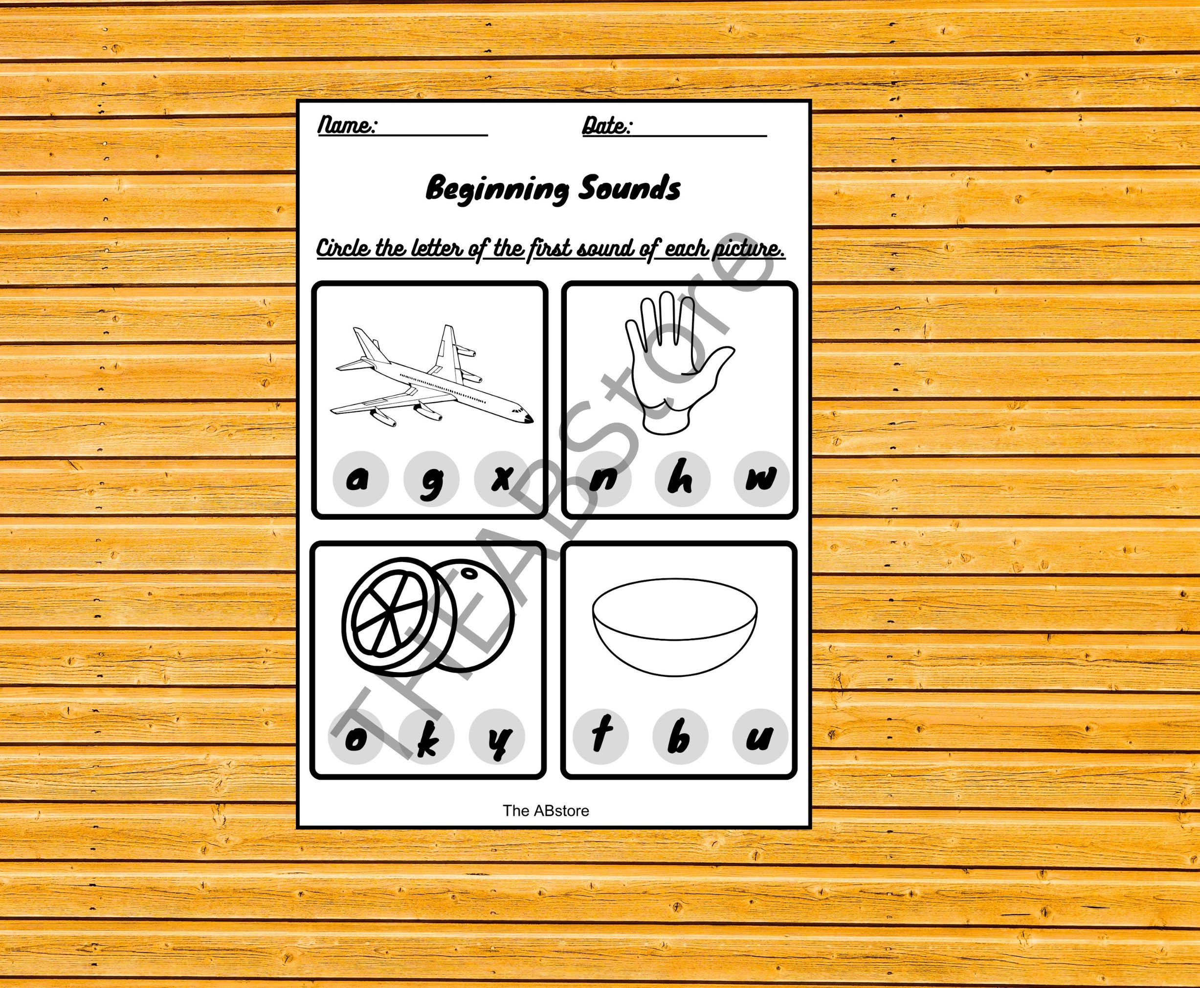 10 Printable Beginning Sounds Worksheets. Preschool-1st Grade Phonics ...