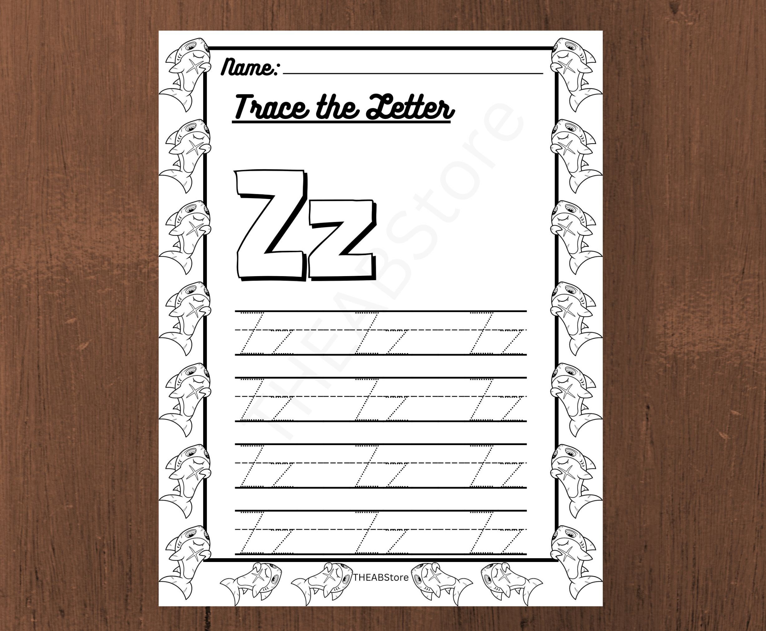 Baby Shark Theme Alphabets Tracing Worksheets, Baby Shark Boarder ...