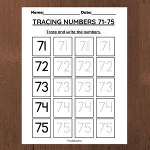 51 to 100 Number Tracing Worksheets, Traceable Numbers, Preschool ...