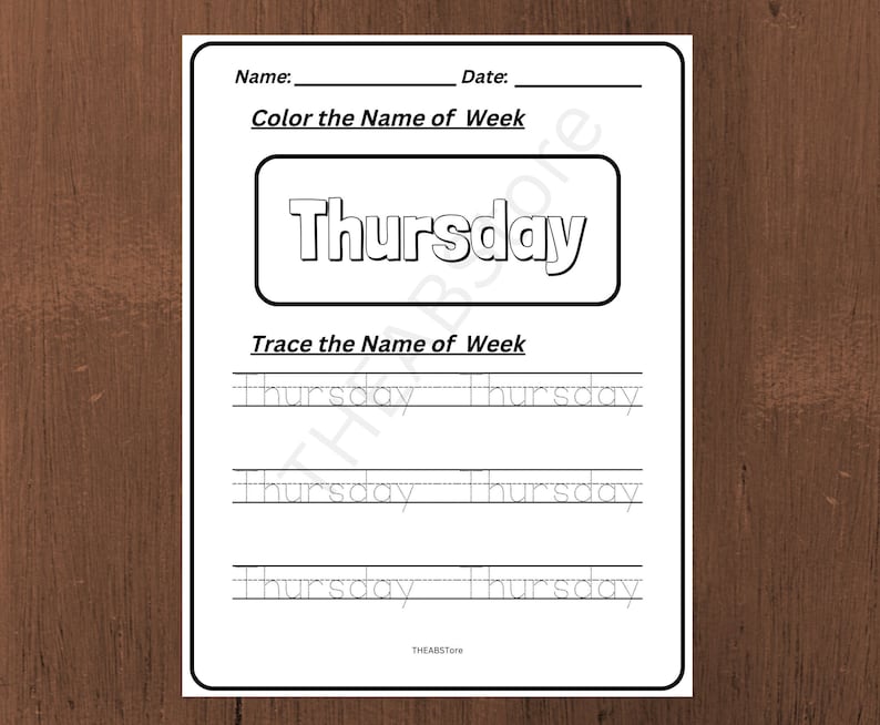 Days of the Week Tracing Worksheets / Tracing Printable for Pre-k ...