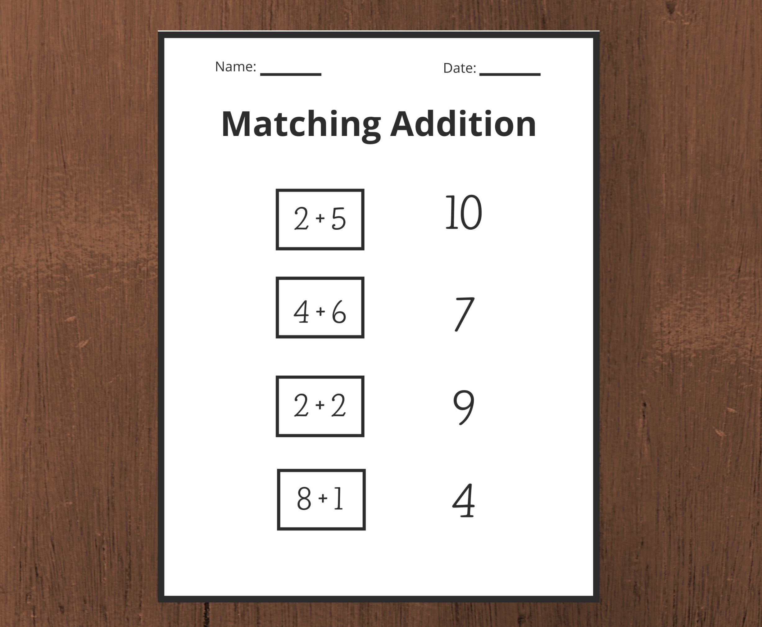 1 to 10 Matching Addition Worksheets 10 Add and Match Fun - Etsy