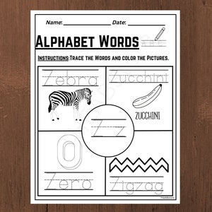 26 Alphabet With Words Worksheets, Preschool Activity, Learn Words ...