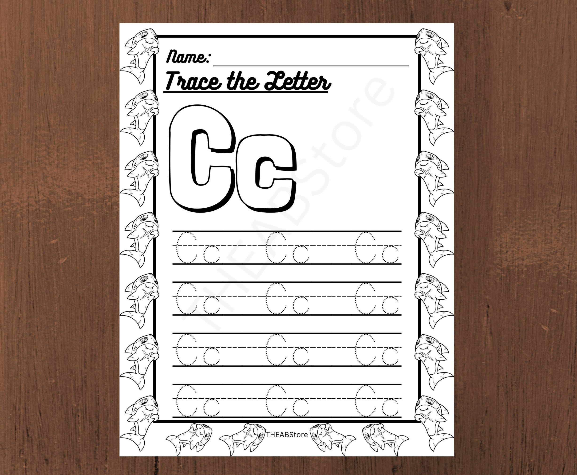 Baby Shark Theme Alphabets Tracing Worksheets, Baby Shark Boarder ...