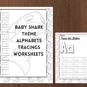 Baby Shark Theme Alphabets Tracing Worksheets, Baby Shark Boarder ...