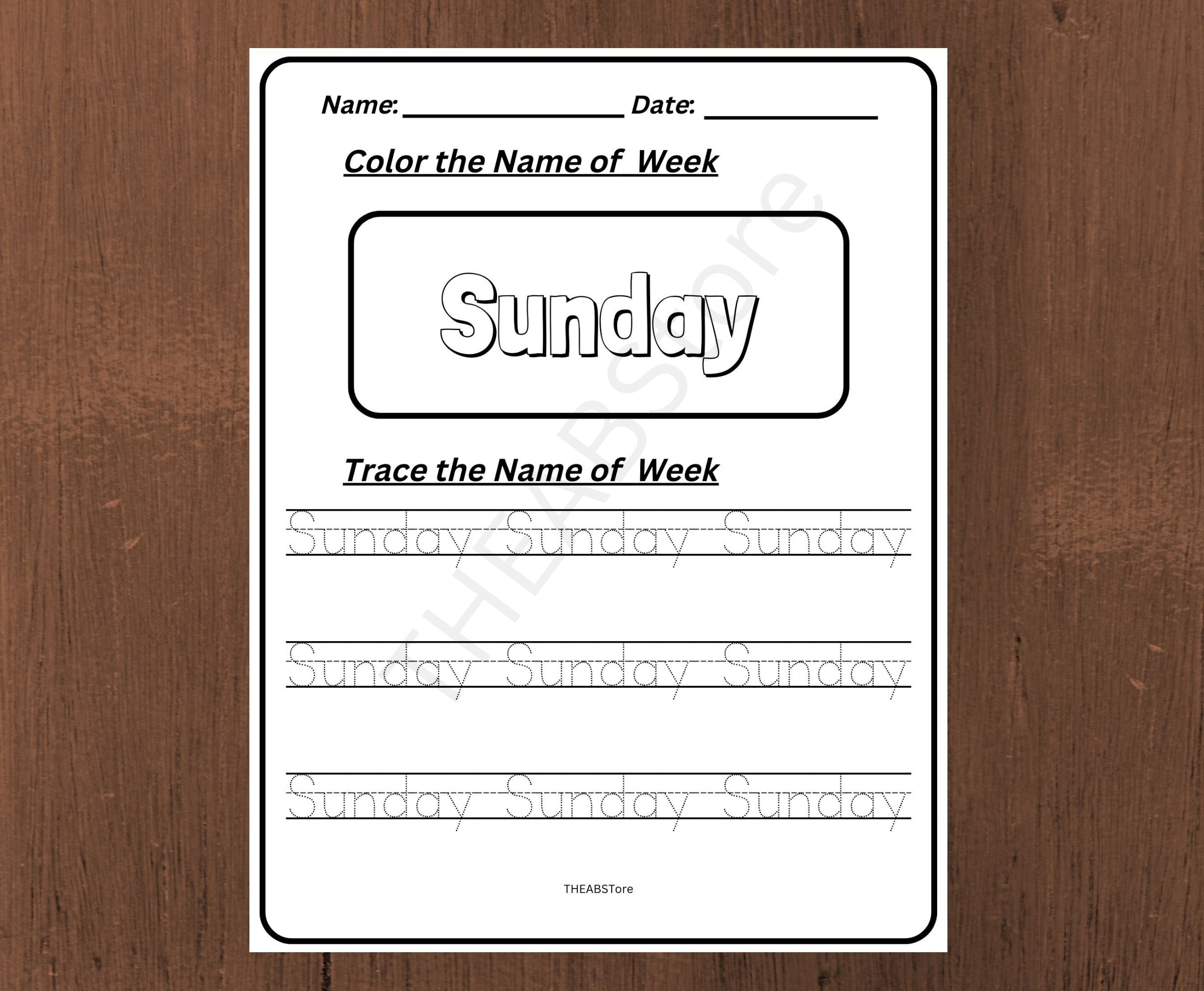 Days of the Week Tracing Worksheets / Tracing Printable for - Etsy