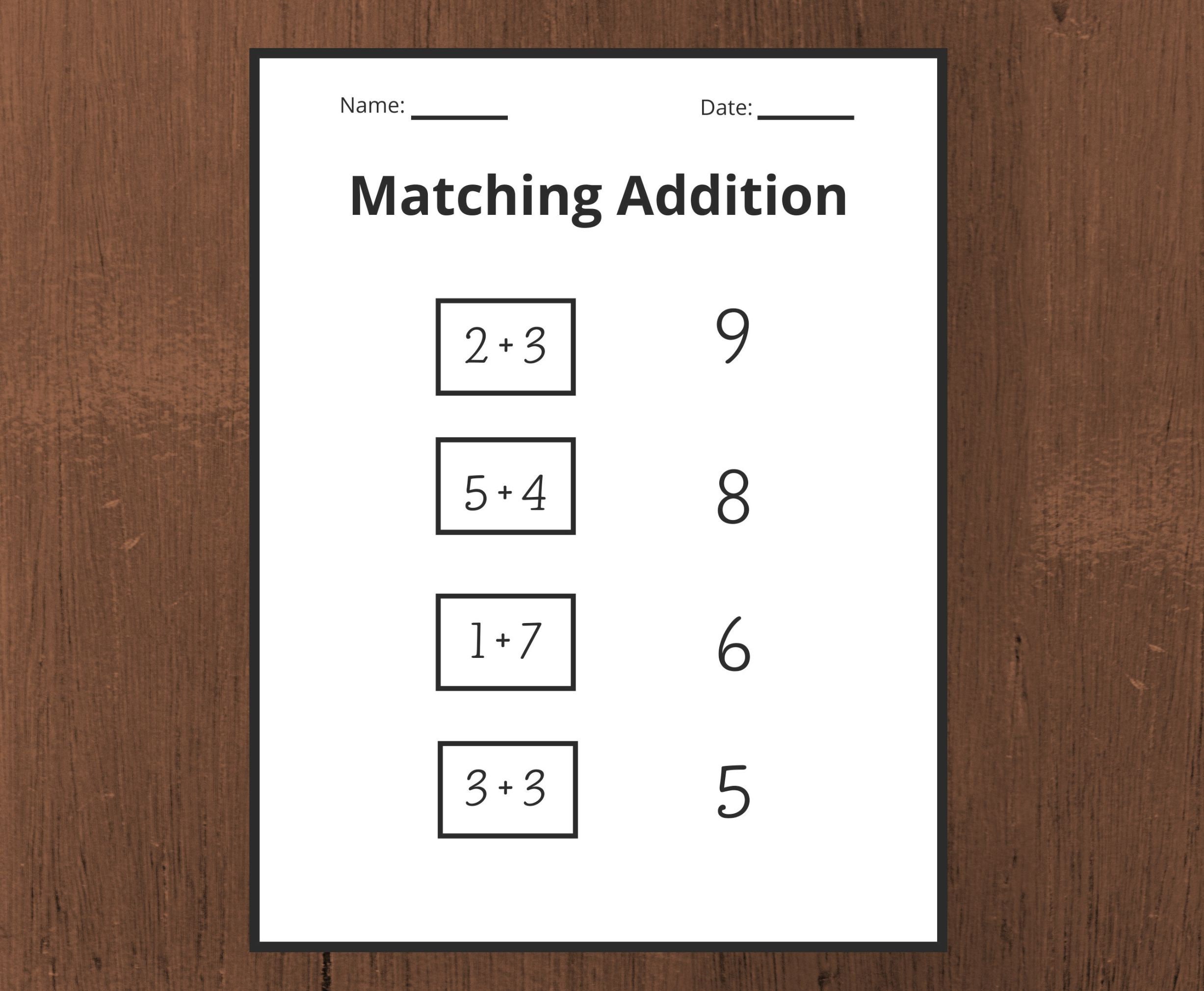 1 to 10 Matching Addition Worksheets 10 Add and Match Fun - Etsy