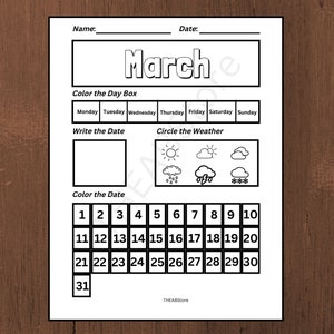 Preschool Calendar Worksheets Printable, Kids Monthly Digital Calendar ...