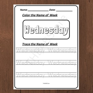 Days of the Week Tracing Worksheets / Tracing Printable for Pre-k ...