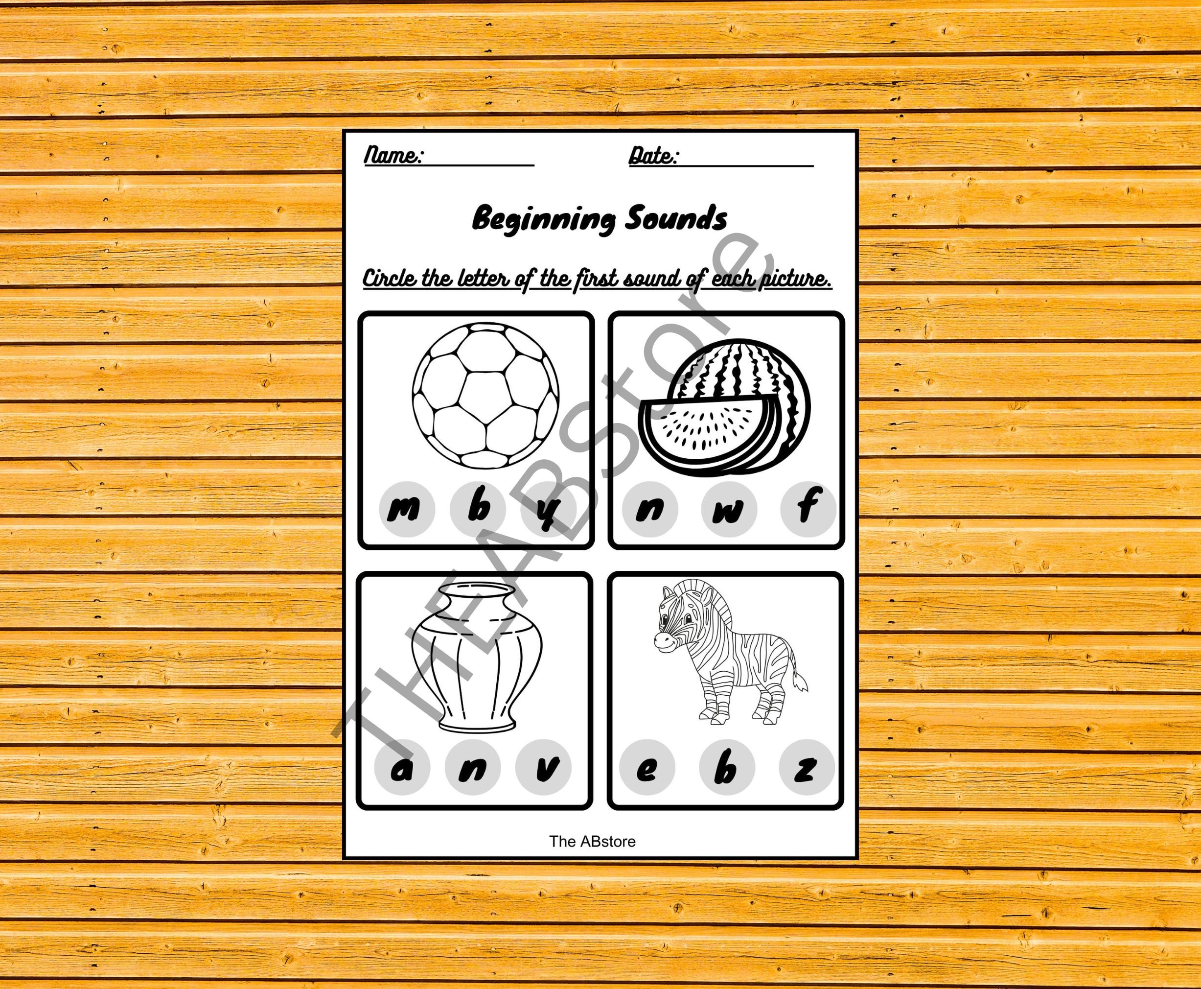10 Printable Beginning Sounds Worksheets. Preschool-1st Grade Phonics ...