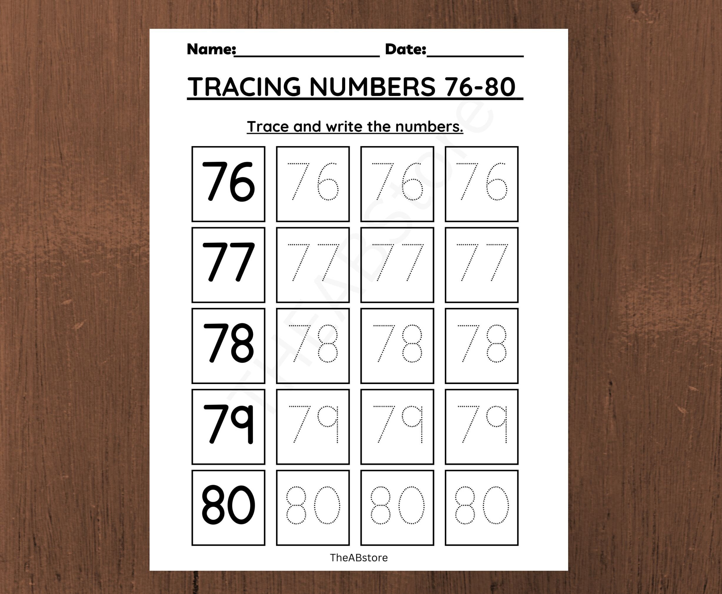 51 to 100 Number Tracing Worksheets, Traceable Numbers, Preschool ...