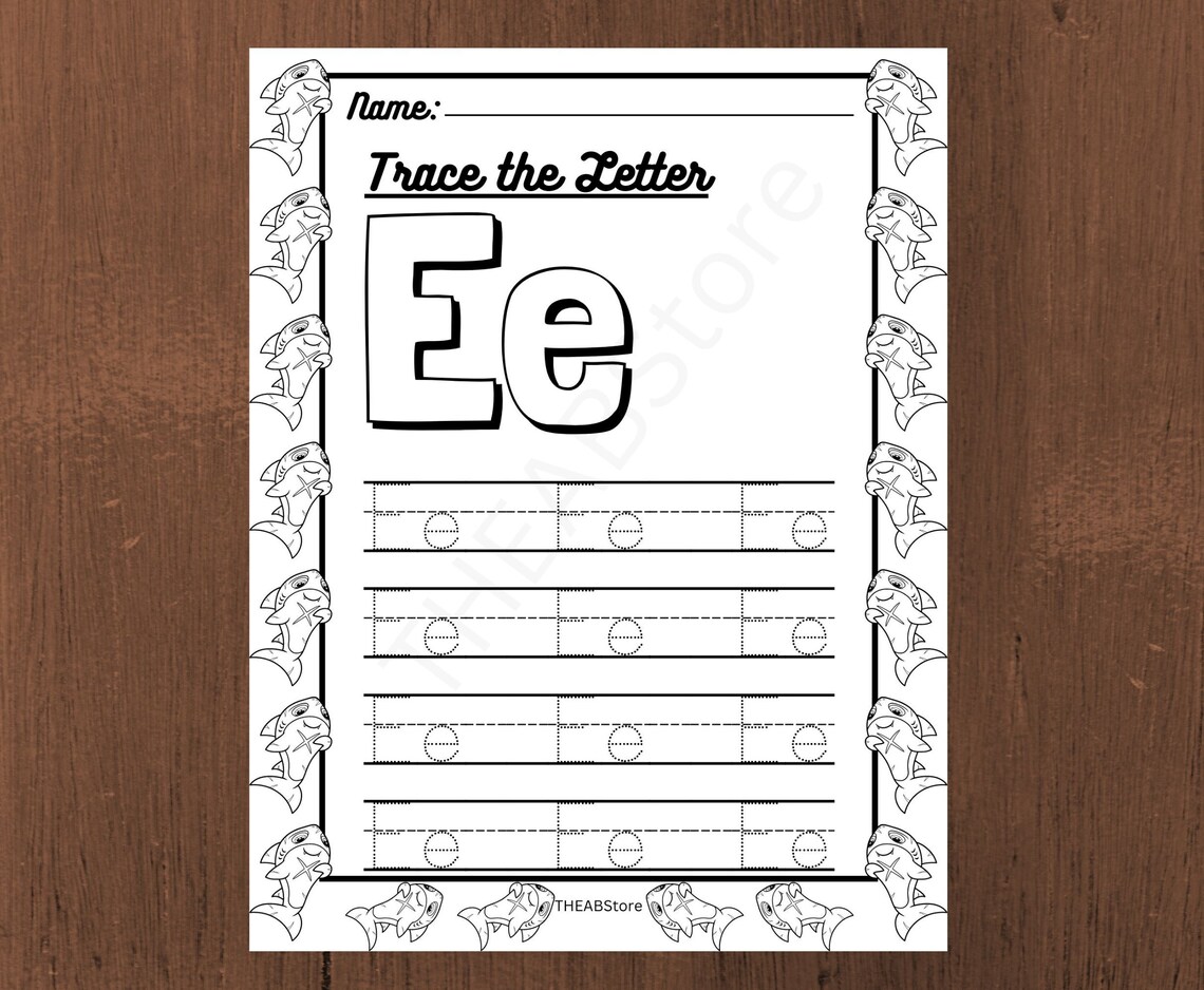 Baby Shark Theme Alphabets Tracing Worksheets, Baby Shark Boarder ...