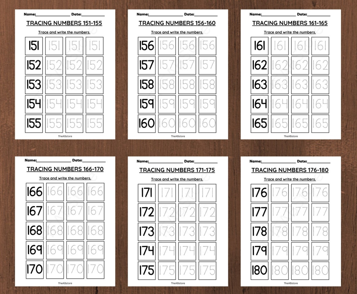 1 to 200 Number Tracing Worksheets Bundle Pack, Traceable Numbers ...