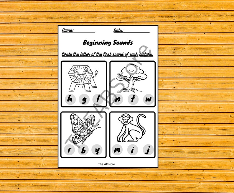 10 Printable Beginning Sounds Worksheets. Preschool-1st Grade - Etsy