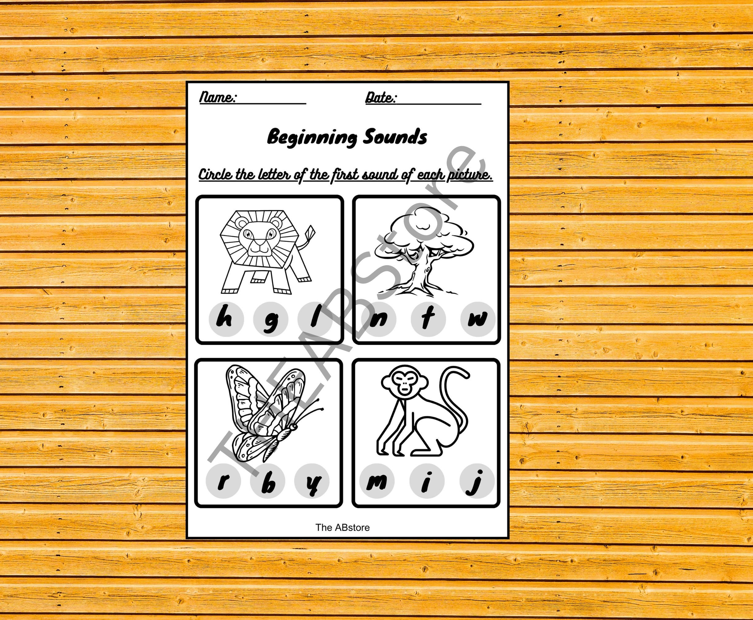 10 Printable Beginning Sounds Worksheets. Preschool-1st Grade Phonics ...