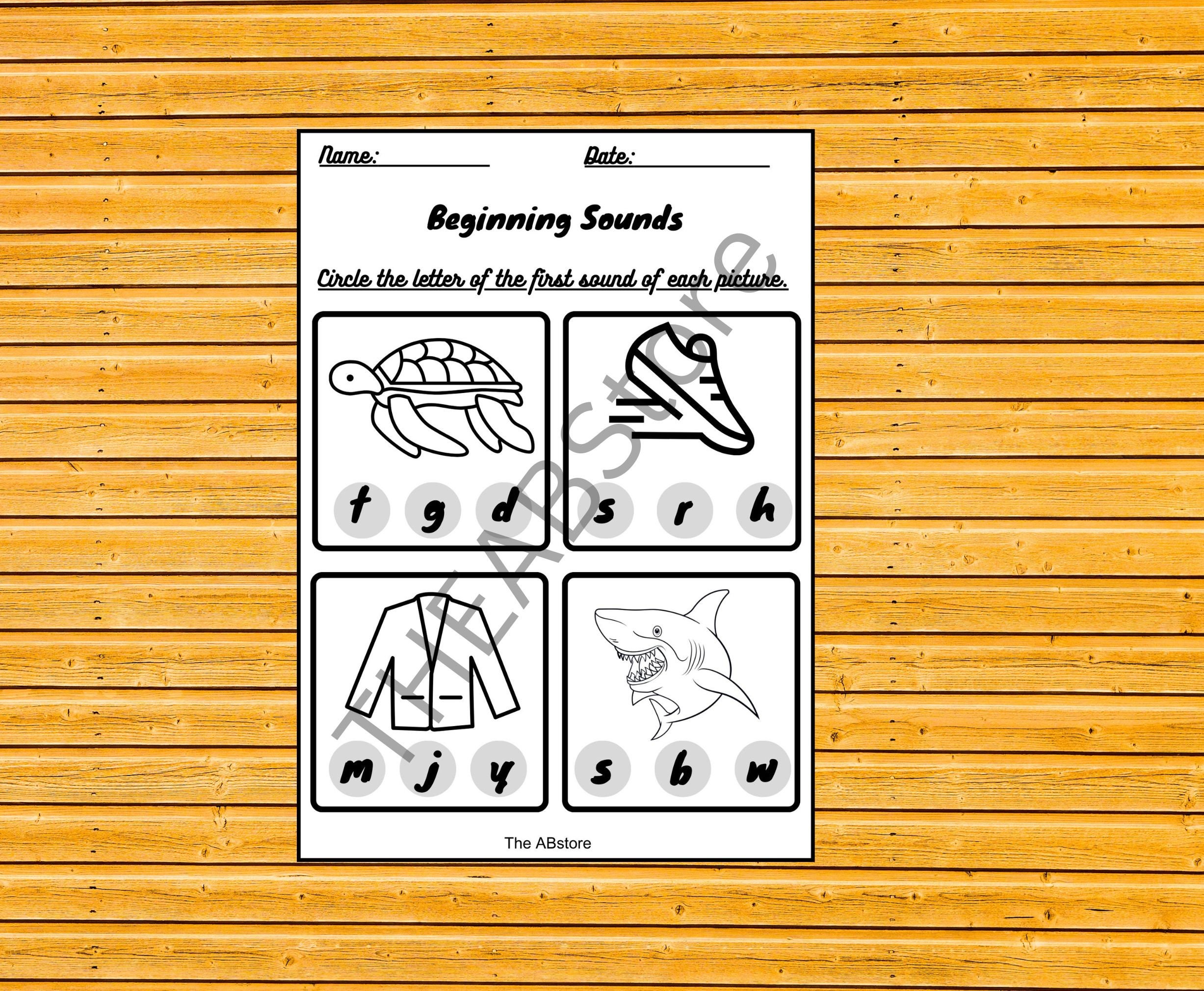 10 Printable Beginning Sounds Worksheets. Preschool-1st Grade Phonics ...