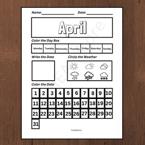Preschool Calendar Worksheets Printable, Kids Monthly Digital Calendar ...