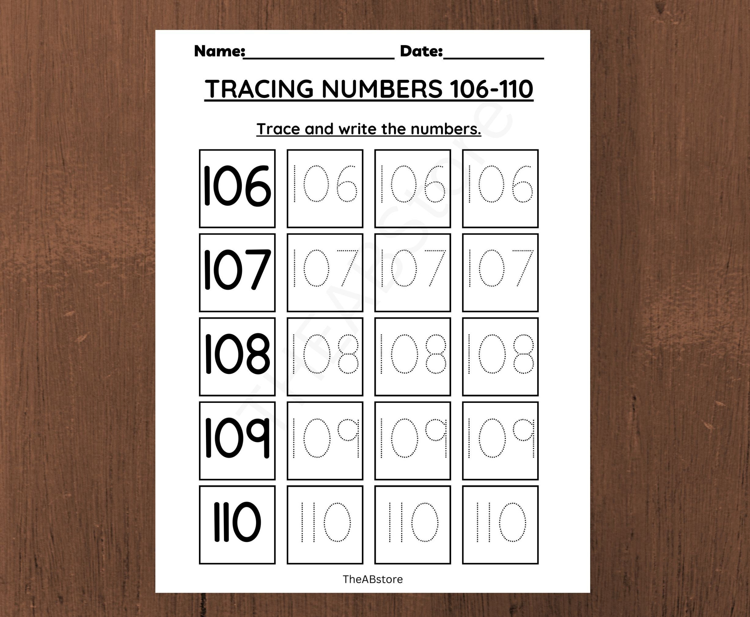 101 to 150 Number Tracing Worksheets, Traceable Numbers, Preschool ...