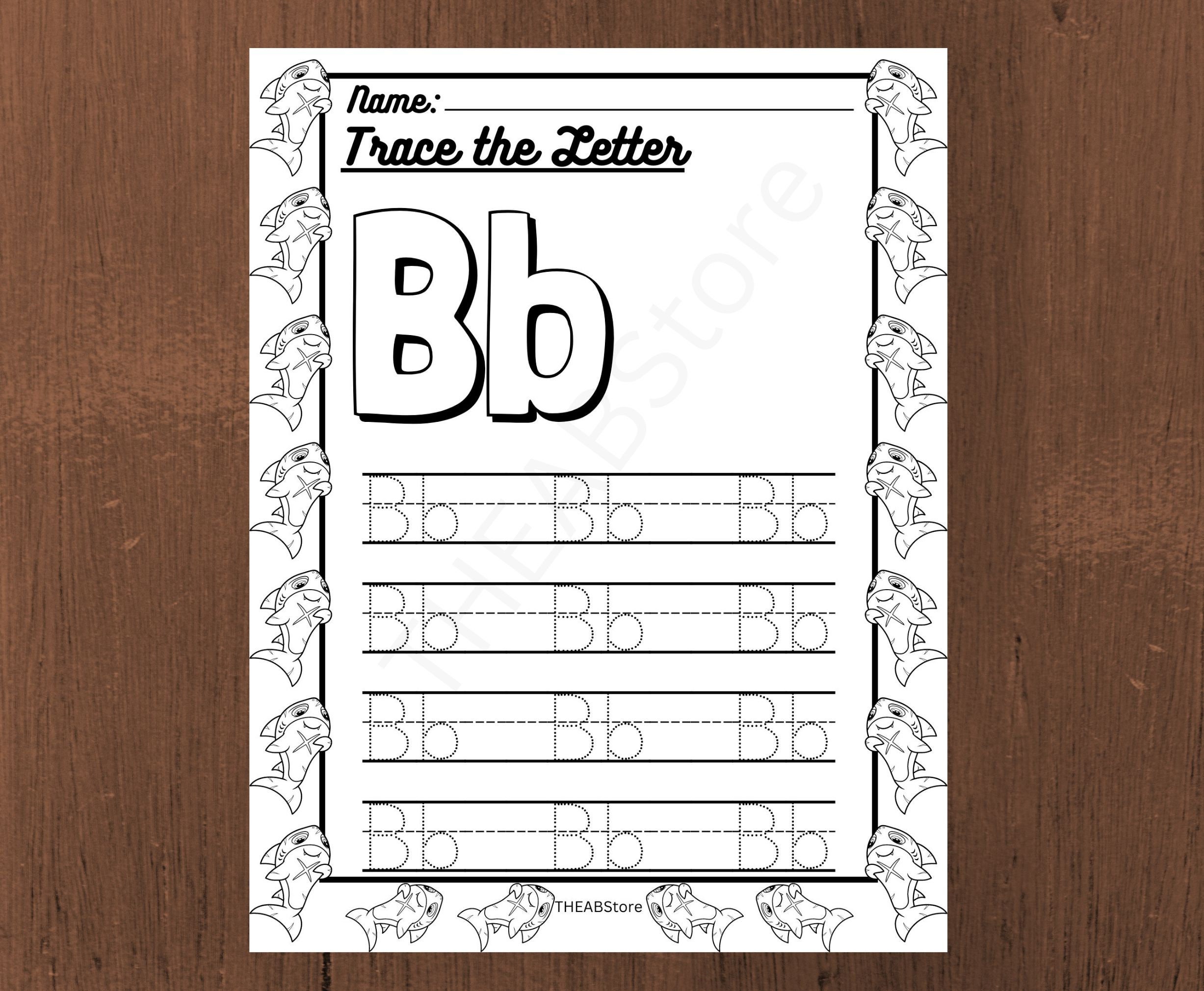 Baby Shark Theme Alphabets Tracing Worksheets, Baby Shark Boarder ...