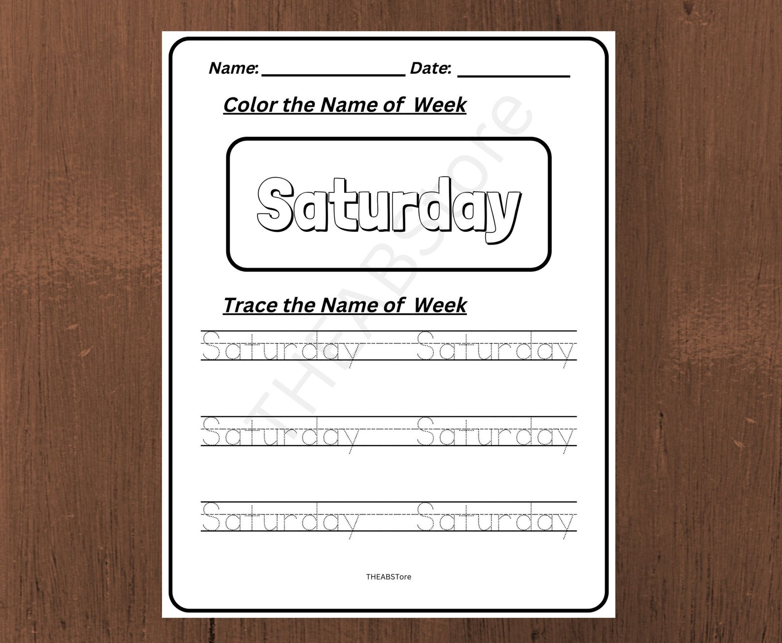 Days of the Week Tracing Worksheets / Tracing Printable for - Etsy