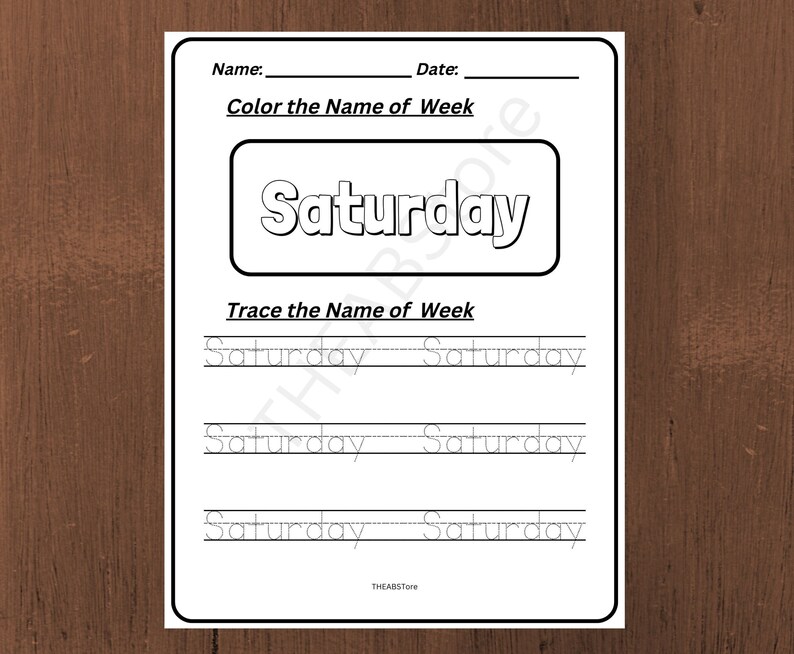 Days of the Week Tracing Worksheets / Tracing Printable for - Etsy