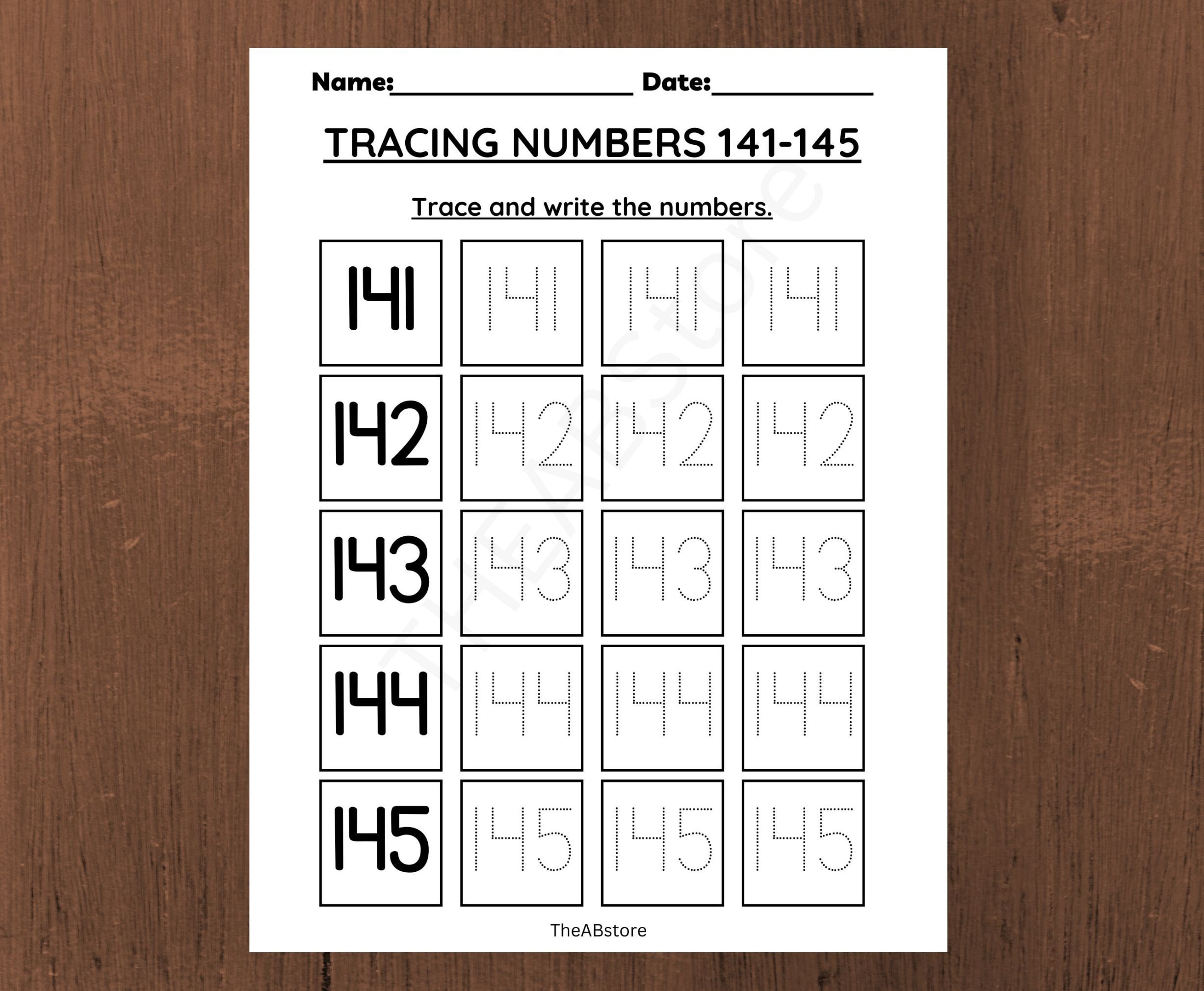 101 to 150 Number Tracing Worksheets, Traceable Numbers, Preschool ...