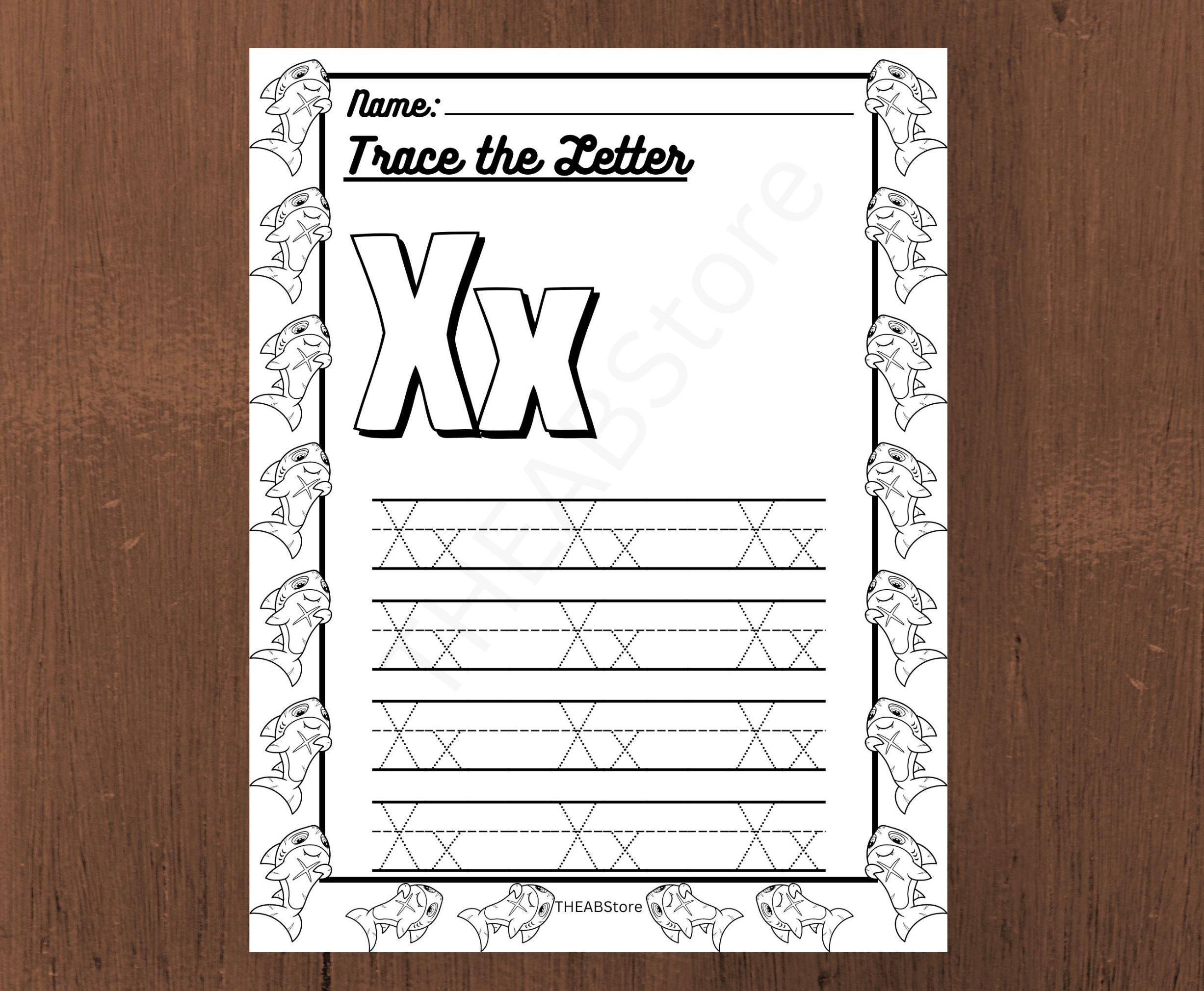 Baby Shark Theme Alphabets Tracing Worksheets, Baby Shark Boarder ...