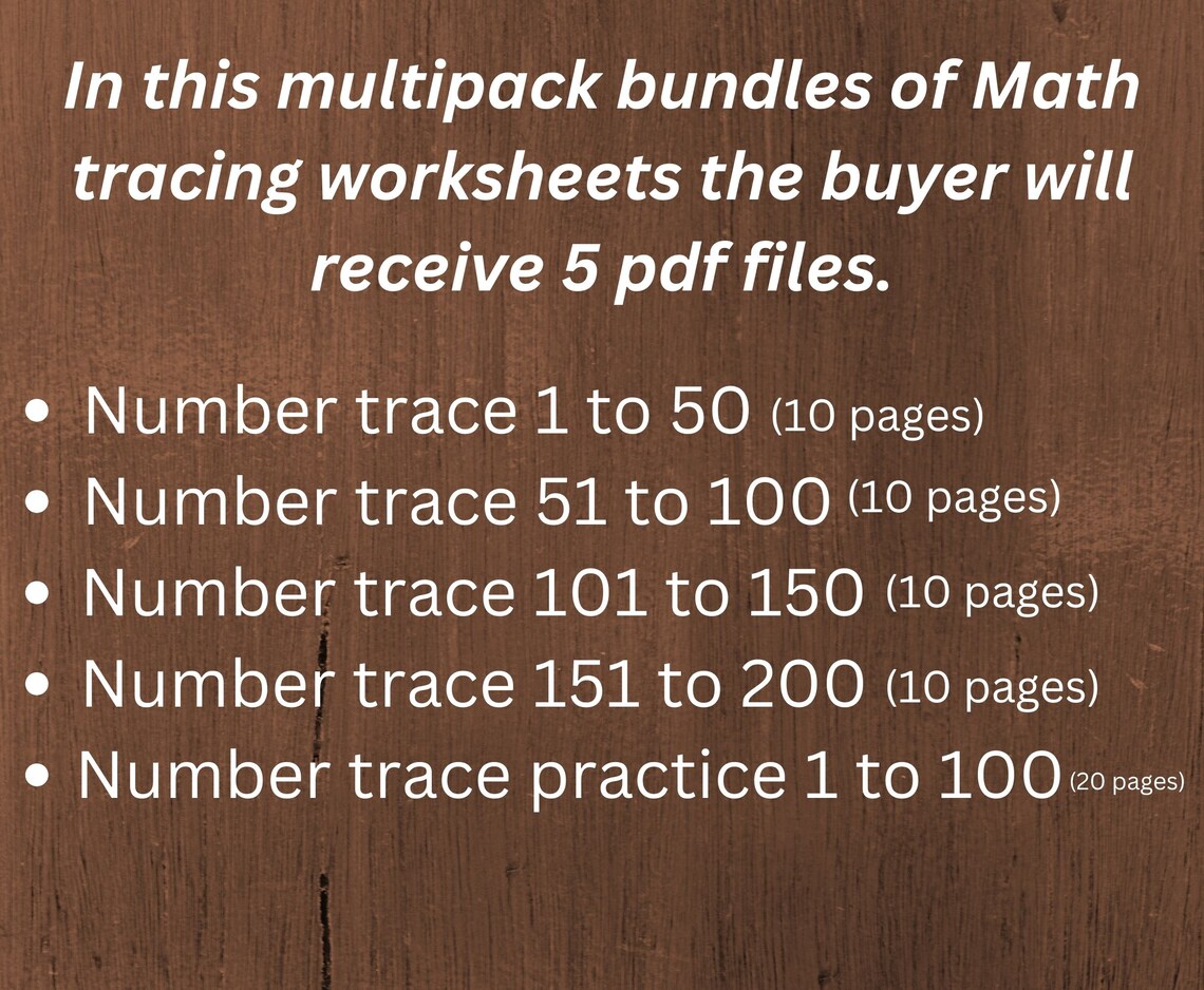 1 to 200 Number Tracing Worksheets Bundle Pack, Traceable Numbers ...