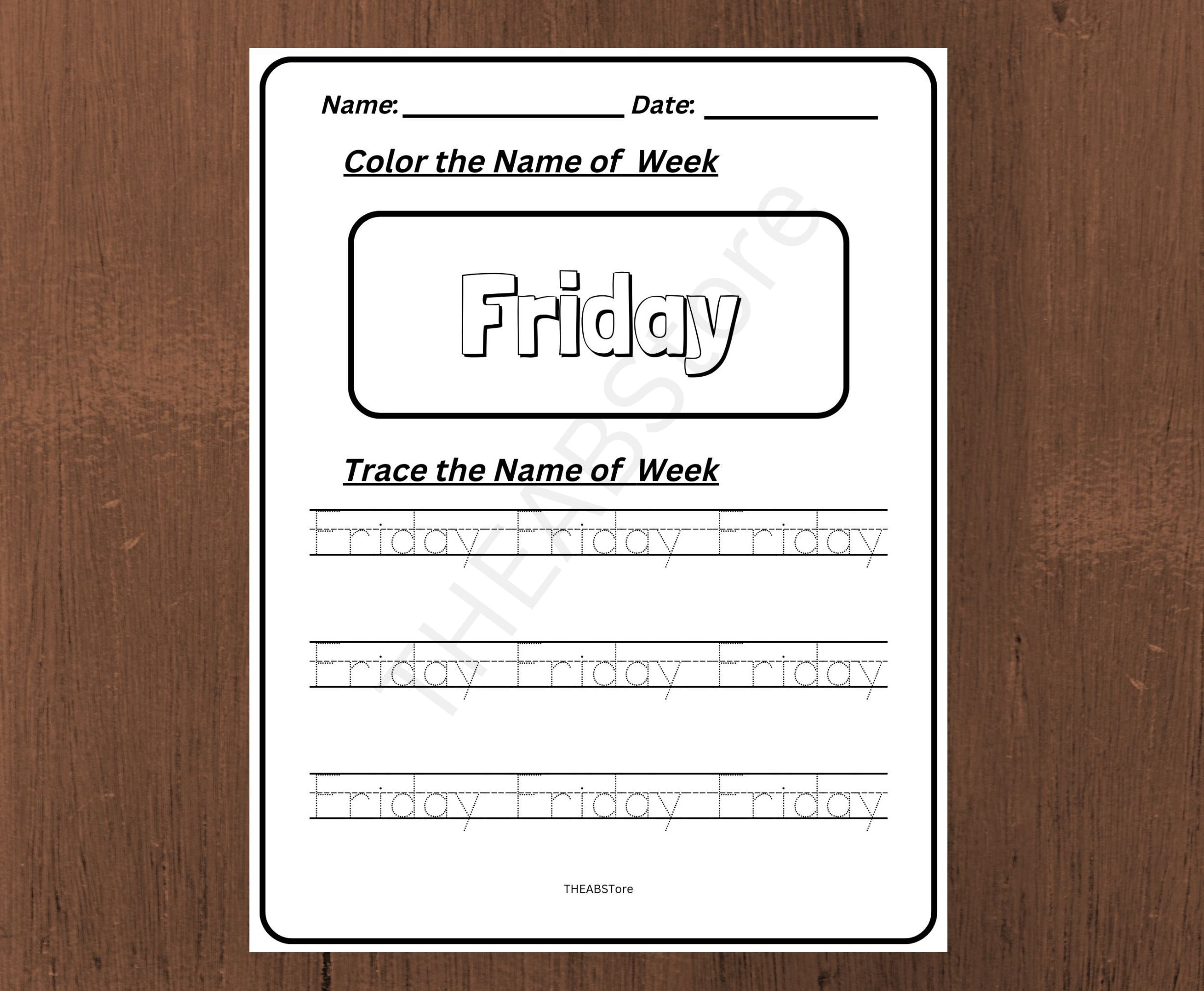 Days of the Week Tracing Worksheets / Tracing Printable for Pre-k ...
