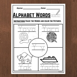26 Alphabet With Words Worksheets, Preschool Activity, Learn Words ...