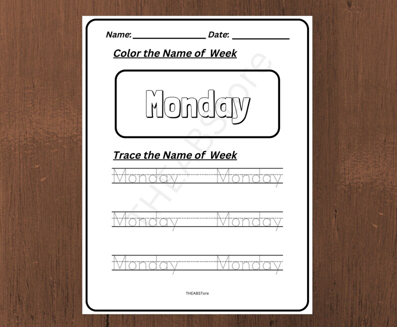 Days of the Week Tracing Worksheets / Tracing Printable for Pre-k ...
