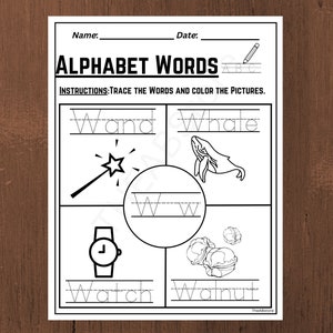 26 Alphabet With Words Worksheets, Preschool Activity, Learn Words ...