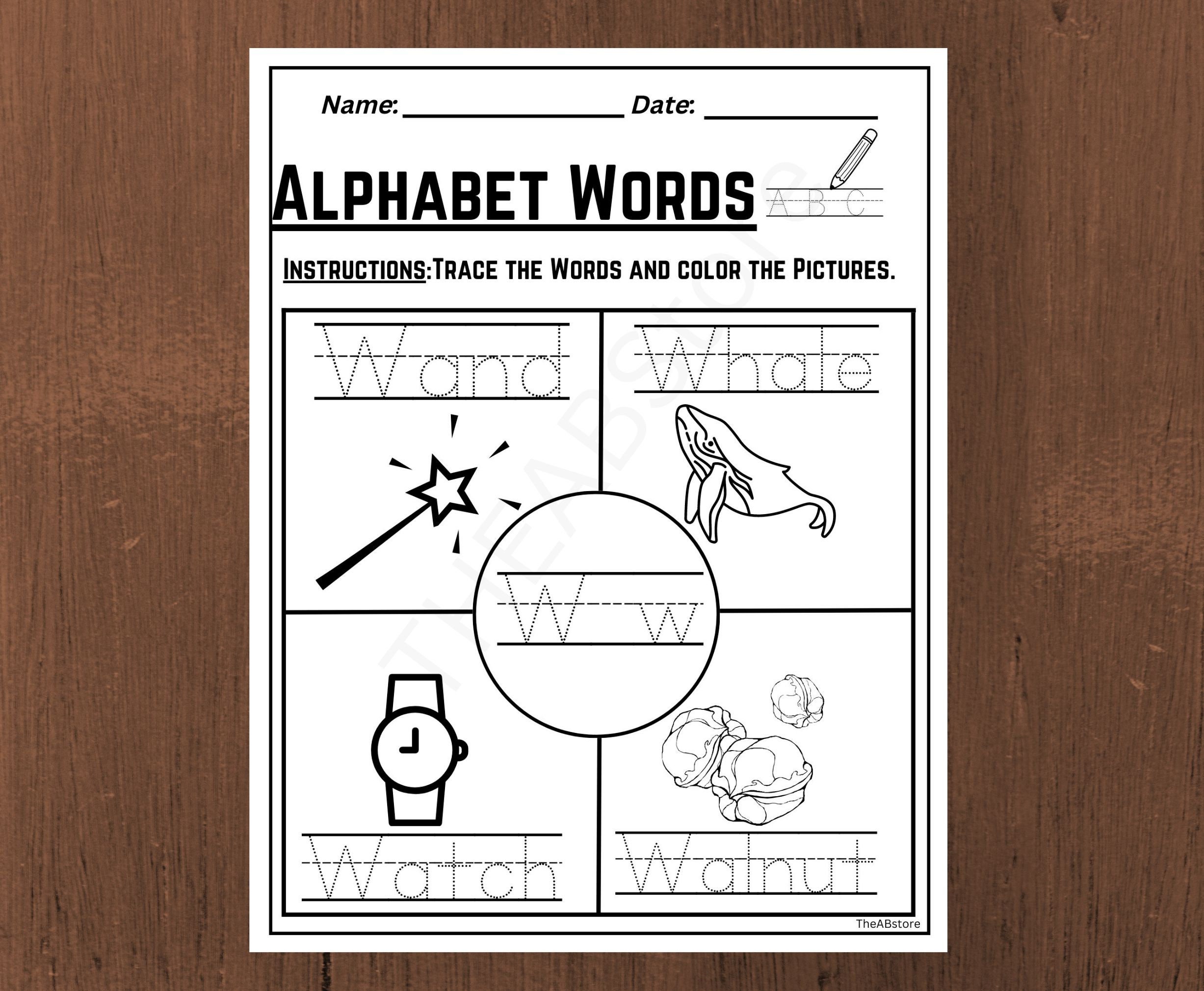 26 Alphabet With Words Worksheets, Preschool Activity, Learn Words ...