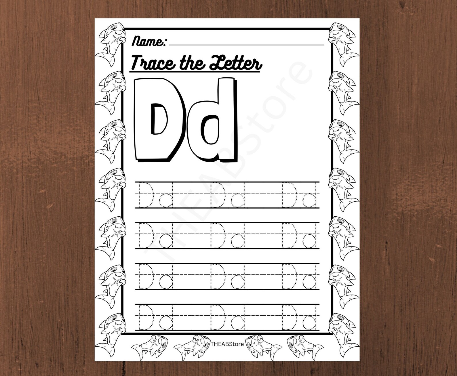 Baby Shark Theme Alphabets Tracing Worksheets, Baby Shark Boarder ...