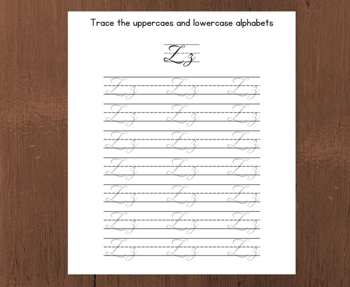 26 Printable Uppercase and Lowercase Cursive Trace the Alphabet ...