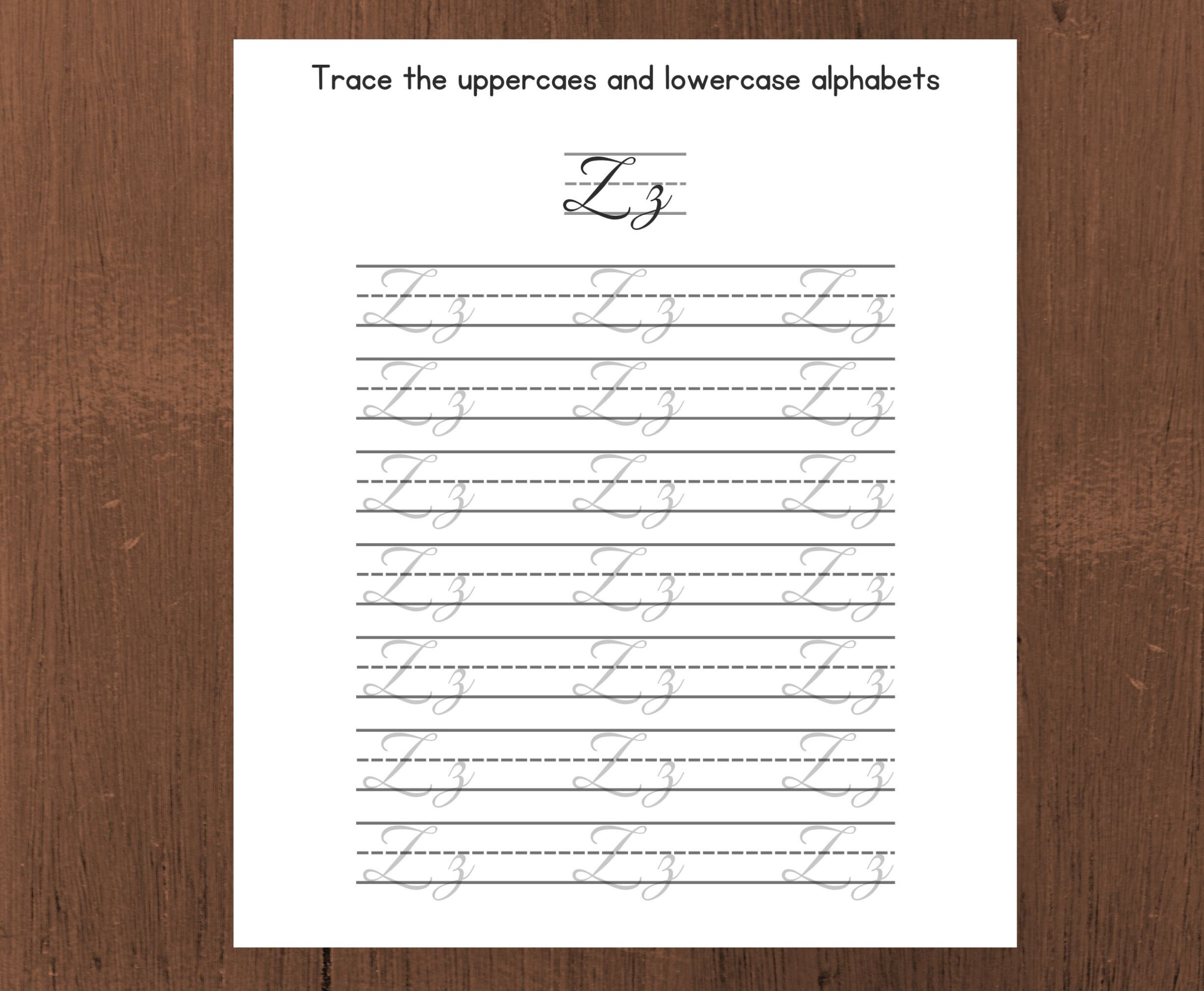 26 Printable Uppercase and Lowercase Cursive Trace the Alphabet ...