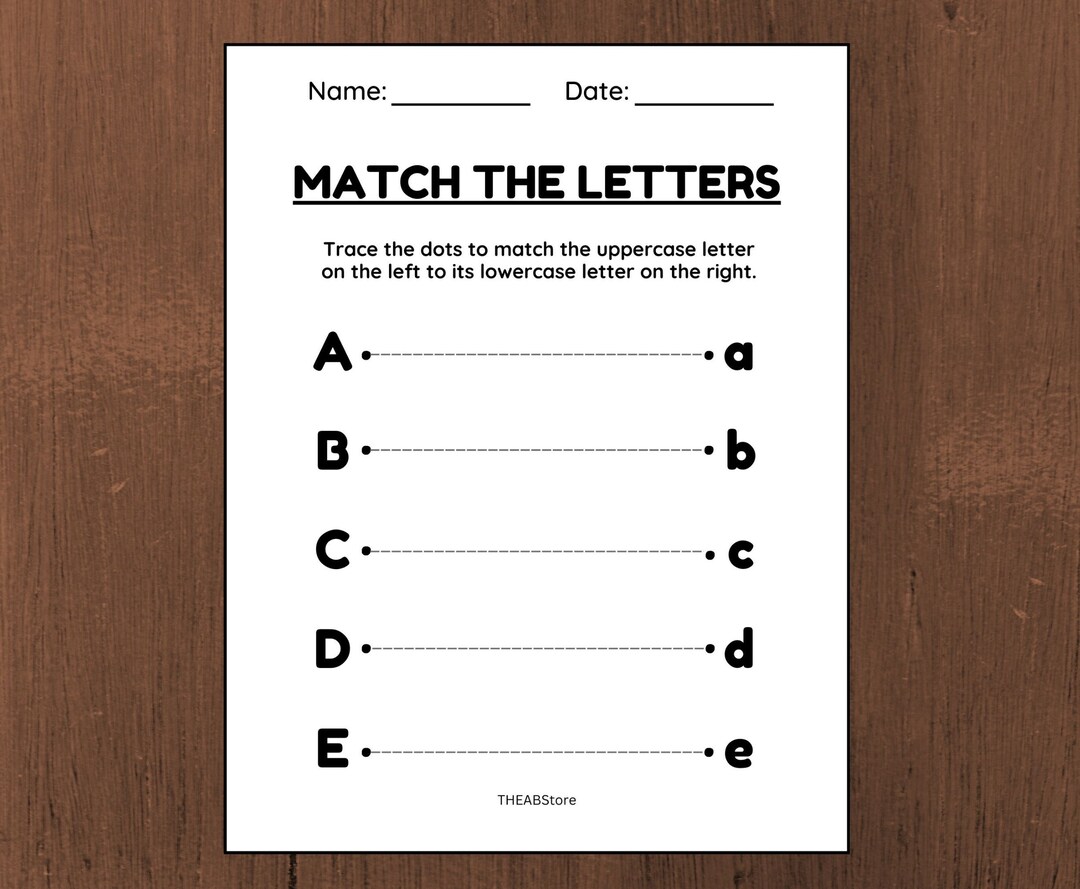 Match the Uppercase Letters With Lowercase Letters Worksheets - Etsy