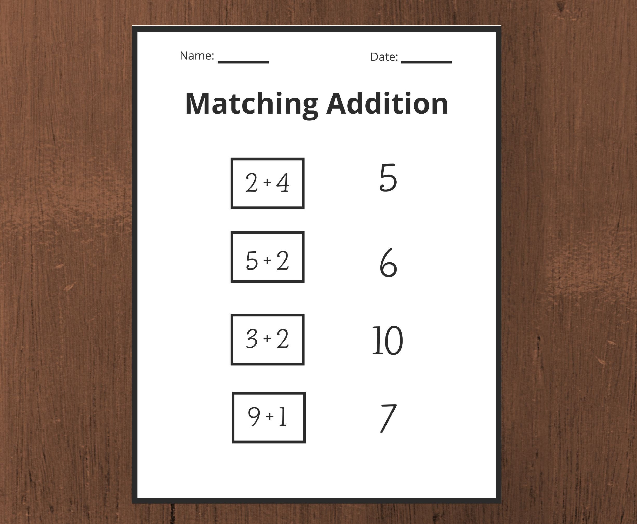 1 to 10 Matching Addition Worksheets 10 Add and Match Fun - Etsy