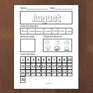 Preschool Calendar Worksheets Printable, Kids Monthly Digital Calendar ...