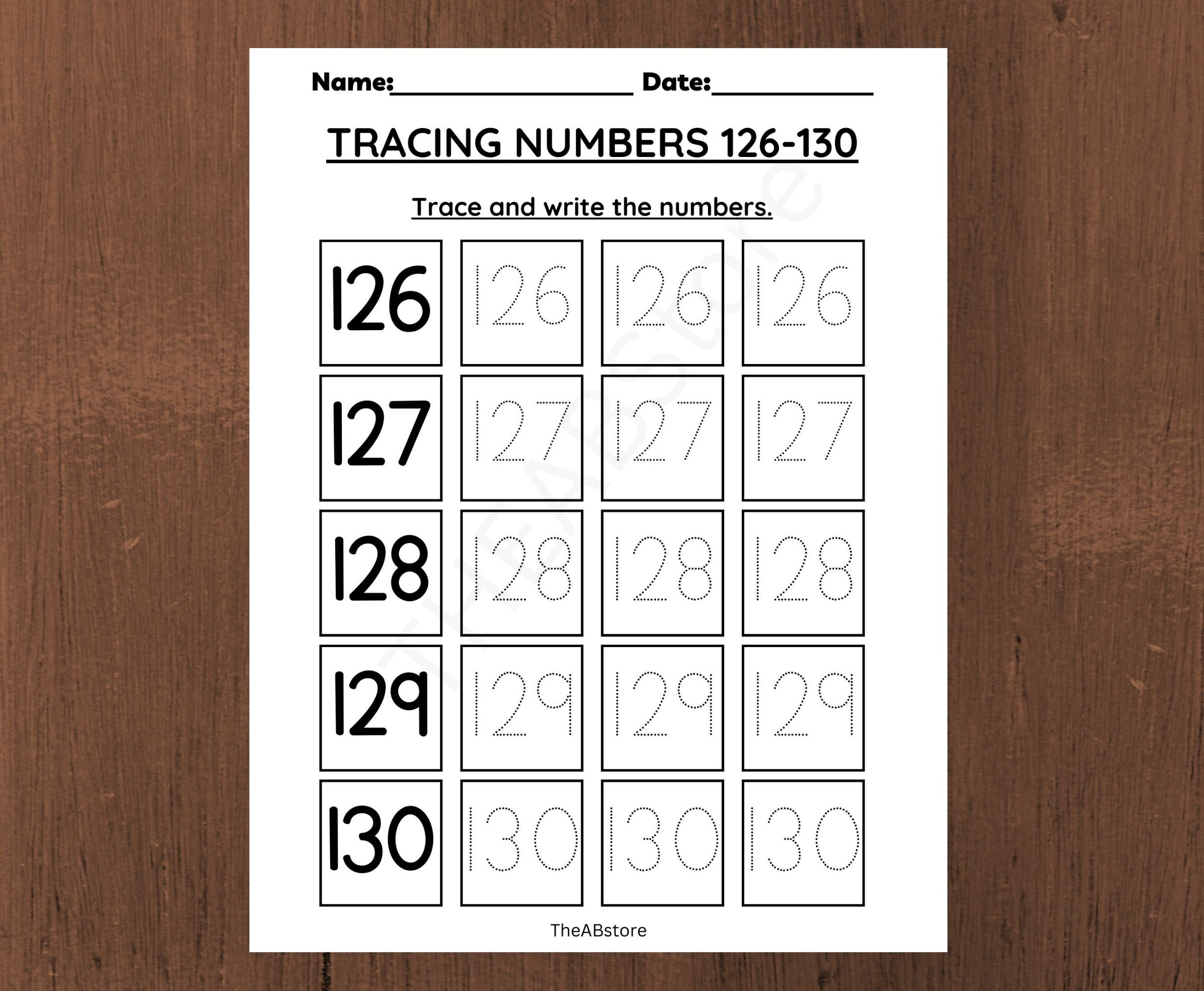 101 to 150 Number Tracing Worksheets, Traceable Numbers, Preschool ...