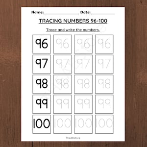 51 to 100 Number Tracing Worksheets, Traceable Numbers, Preschool ...